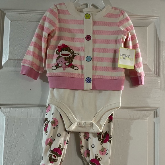 Baby Starters | Pajamas | Girls Pink And White Monkey Pajama | Poshmark